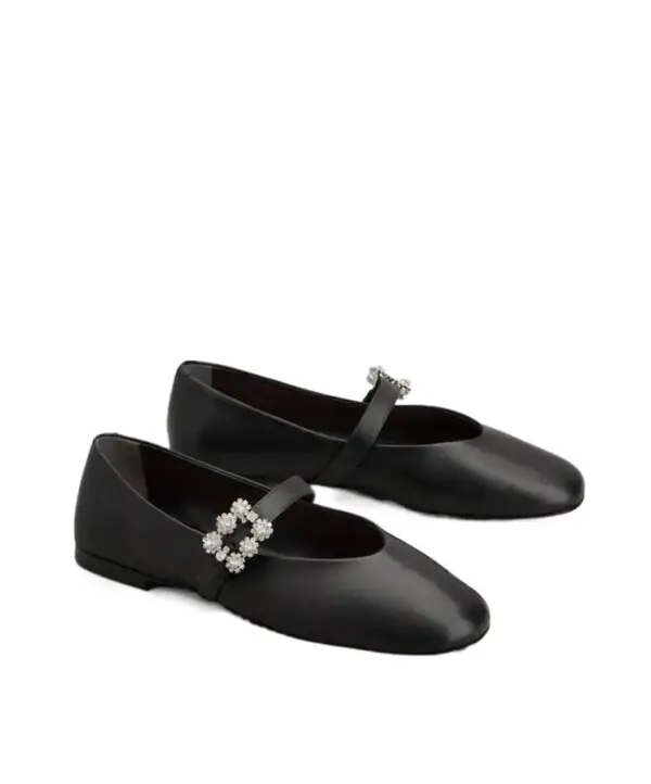 ROGER VIVIER Round Toe Mini Flower Buckle Ballet Flats