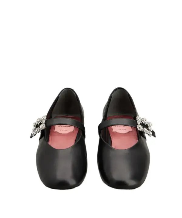 ROGER VIVIER Round Toe Mini Flower Buckle Ballet Flats