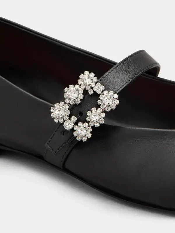 ROGER VIVIER Round Toe Mini Flower Buckle Ballet Flats