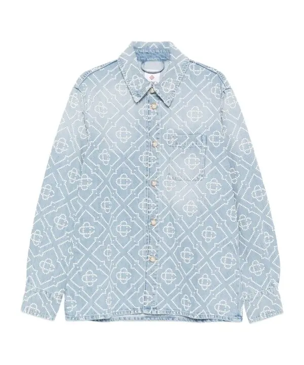 Casablanca Monogram Embellished Denim Shirt