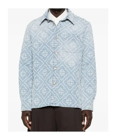 Casablanca Monogram Embellished Denim Shirt