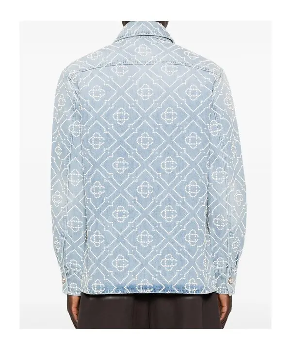 Casablanca Monogram Embellished Denim Shirt