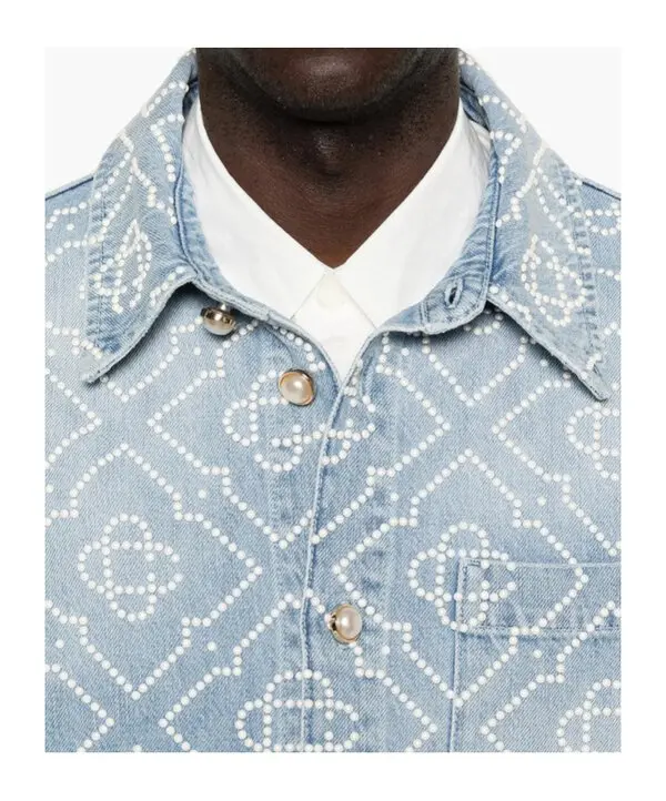 Casablanca Monogram Embellished Denim Shirt