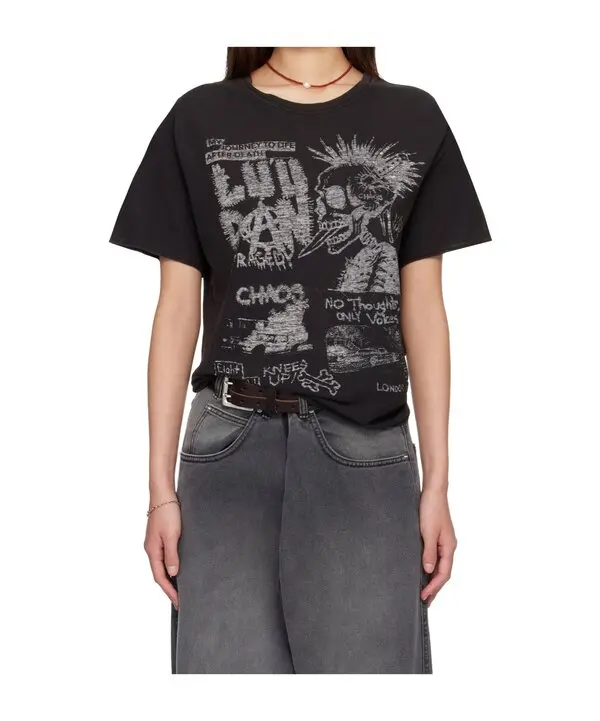 LU'U DAN Thrash Crew Neck T-shirt - Black
