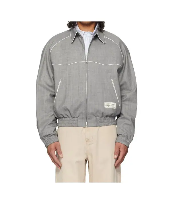 WOOYOUNGMI Wool Blend Twill Casual Jacket - Gray