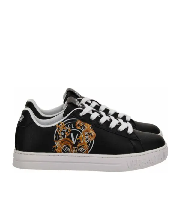 Versace Logo Print Low-top Sneakers - Black