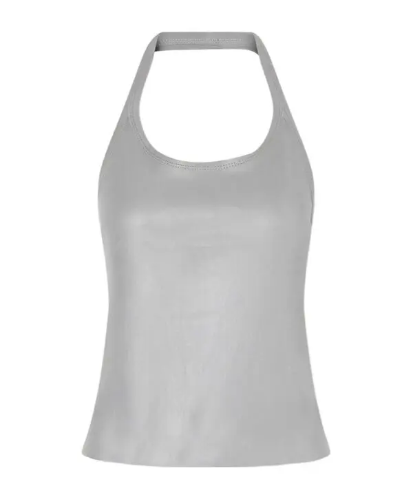 Stouls Leather Halter Neck Tank Top