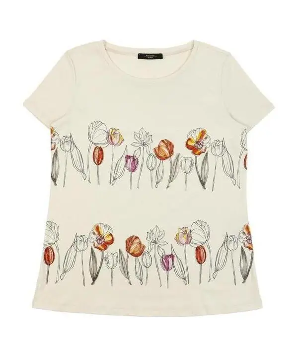 Max Mara Round Neck Printed Short Sleeve T-shirt