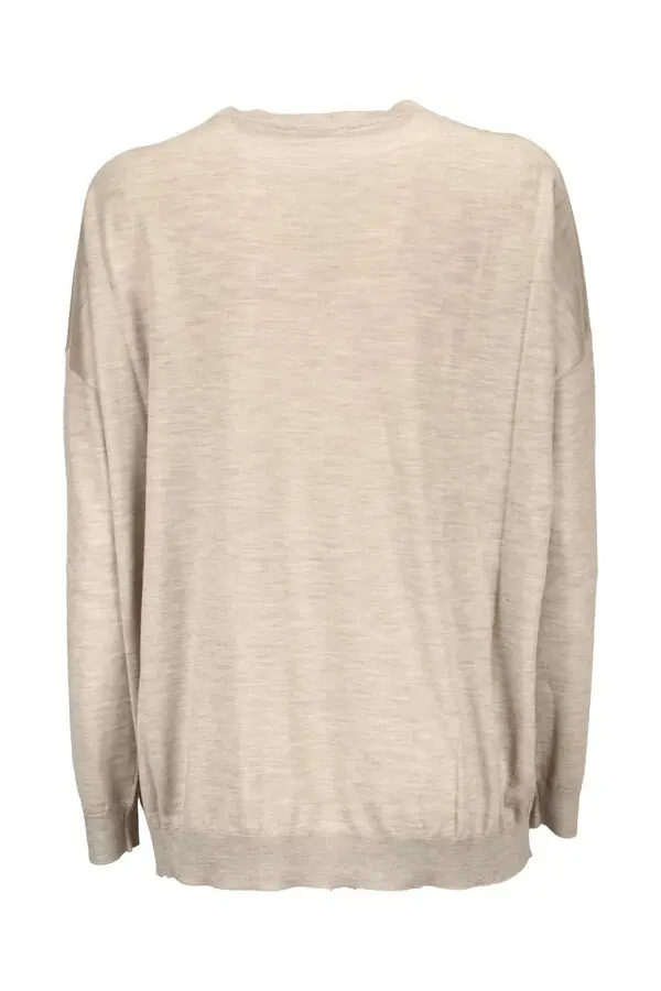 Brunello Cucinelli Crewneck Knitted Jumper With Pocket Detail - Nude