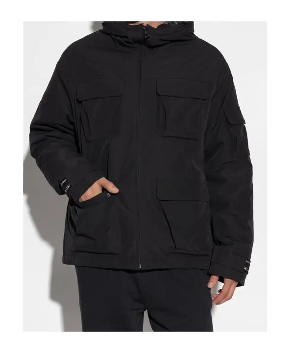 Versace Logo Patch Hooded Insulated Jacket