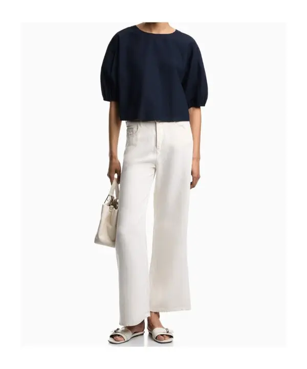 Emporio Armani Puff-sleeve Poplin Blouse