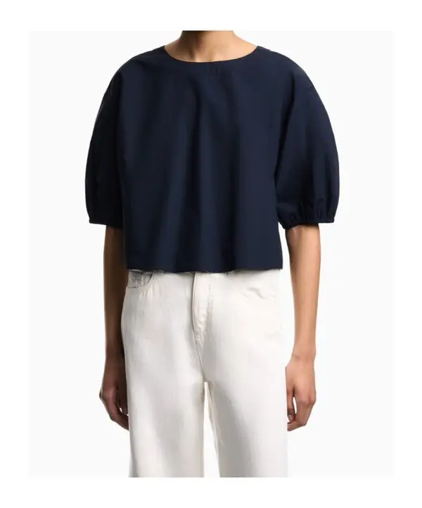 Emporio Armani Puff-sleeve Poplin Blouse