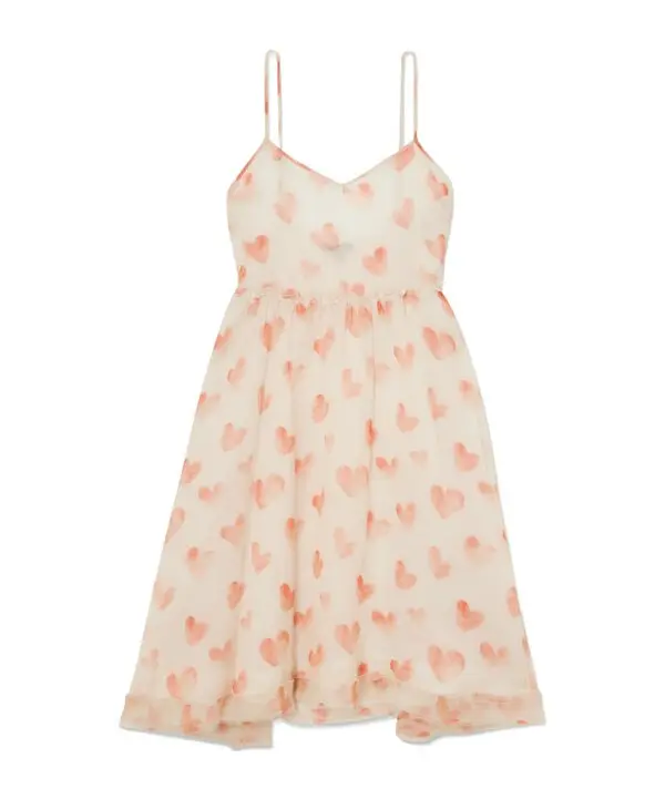 R13 Ruffled Printed Silk-chiffon Mini Dress