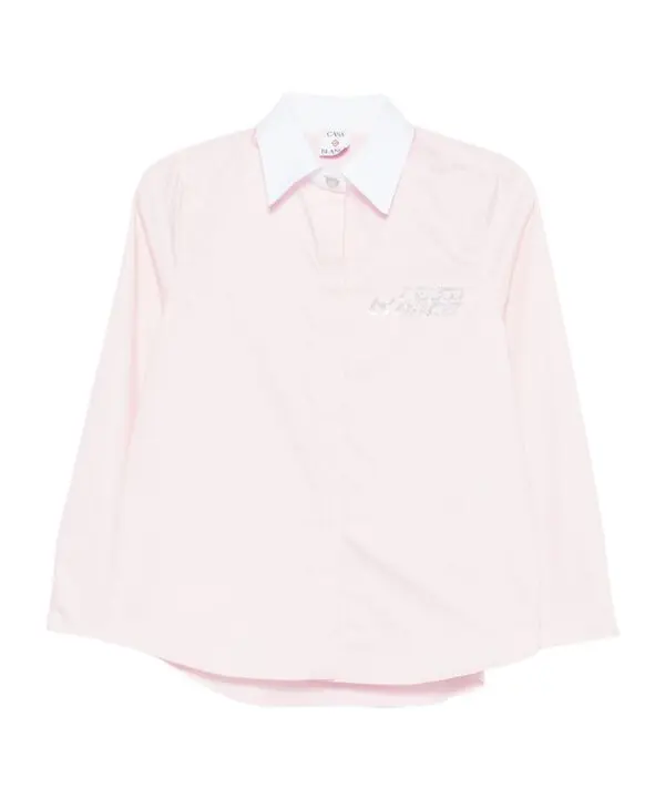 Casablanca Embellished Crystal Logo Long Sleeve Shirt