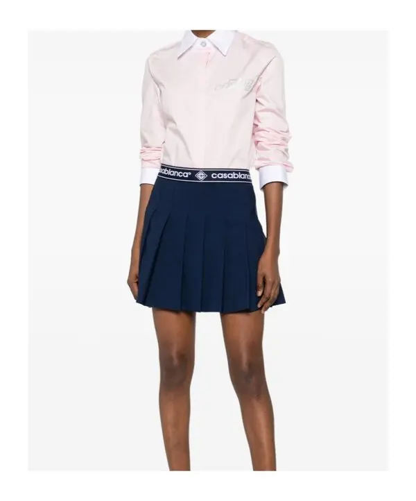 Casablanca Embellished Crystal Logo Long Sleeve Shirt