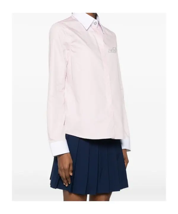 Casablanca Embellished Crystal Logo Long Sleeve Shirt