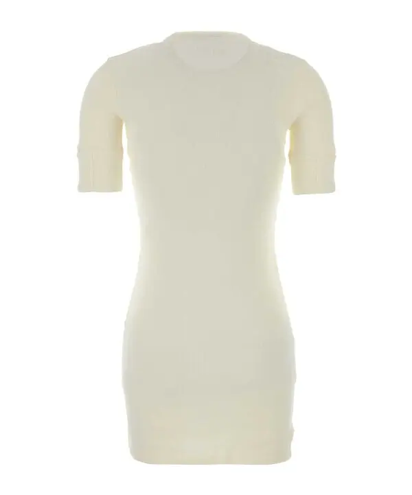 Chloé Buttoned Henley Mini Dress In Organic Cotton - Milk Color