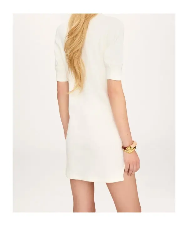 Chloé Buttoned Henley Mini Dress In Organic Cotton - Milk Color