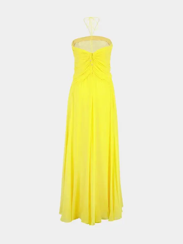 Cult Gaia Ritz Gathered Silk-chiffon Halterneck Maxi Dress - No