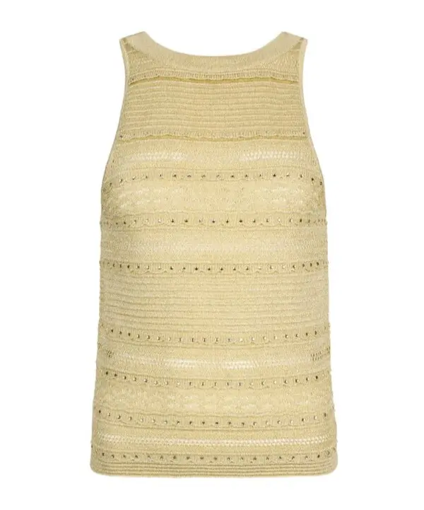 Liu Jo Openwork Knit Top With Lurex Inserts - Yellow