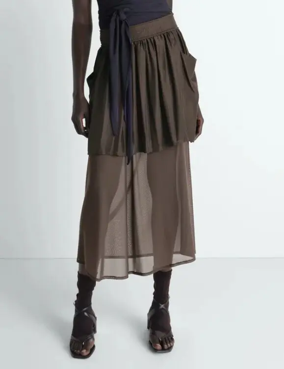 LEMAIRE Pockets Draped Asymmetric Skirt - Mocha