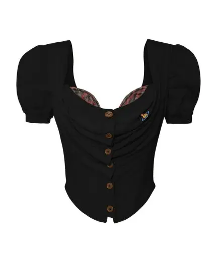 VIVIENNE WESTWOOD Bea Corset Embroidered Logo Shirt - Black