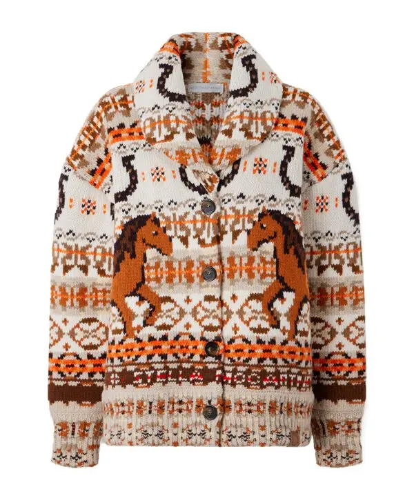 Stella McCartney Jacquard-knit Wool Cardigan With Shawl Collar - Multicolor