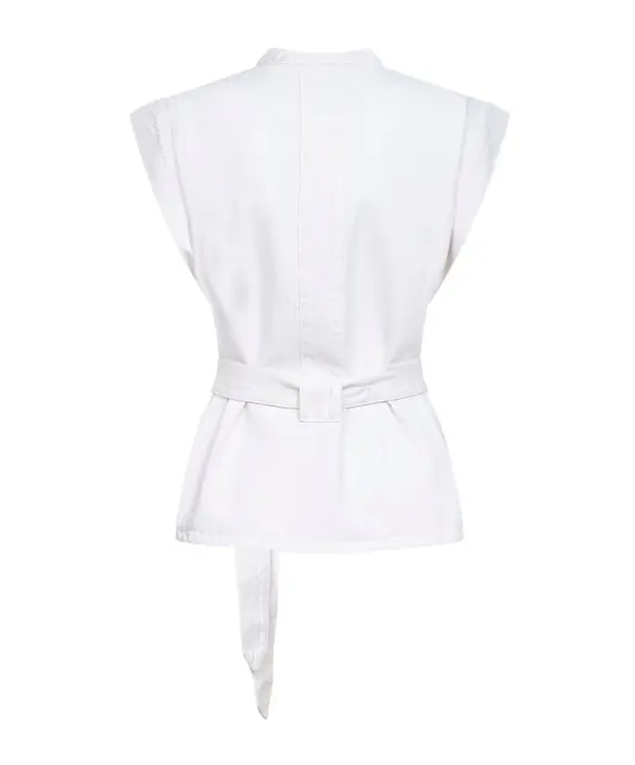 LEMAIRE V-neck Belted Cotton Vest - White