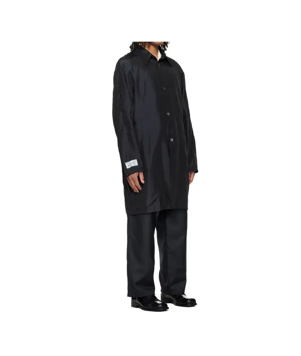 WOOYOUNGMI Drawstring Cuff Logo Patch Coat - Black