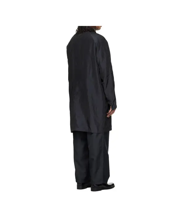 WOOYOUNGMI Drawstring Cuff Logo Patch Coat - Black