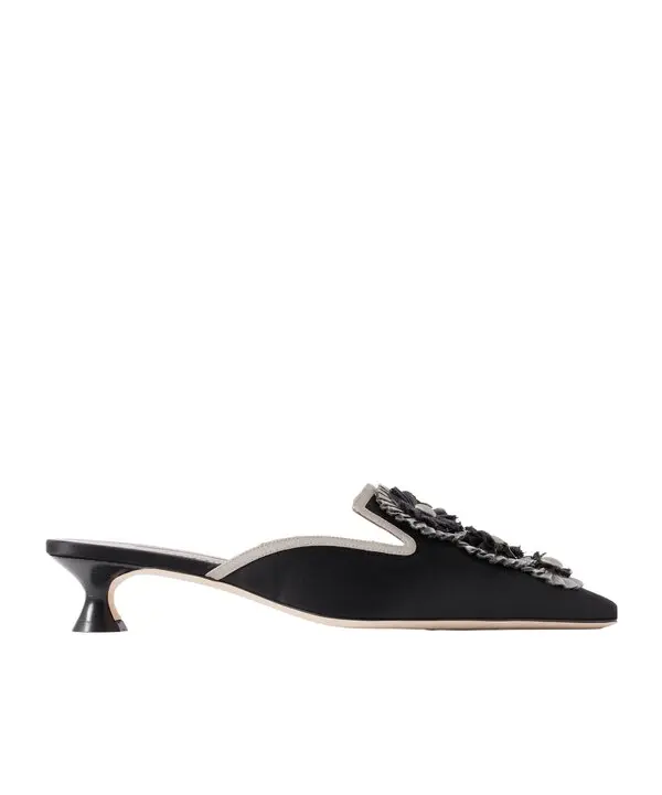 Manolo Blahnik Satin Mules With Rosette Appliqués