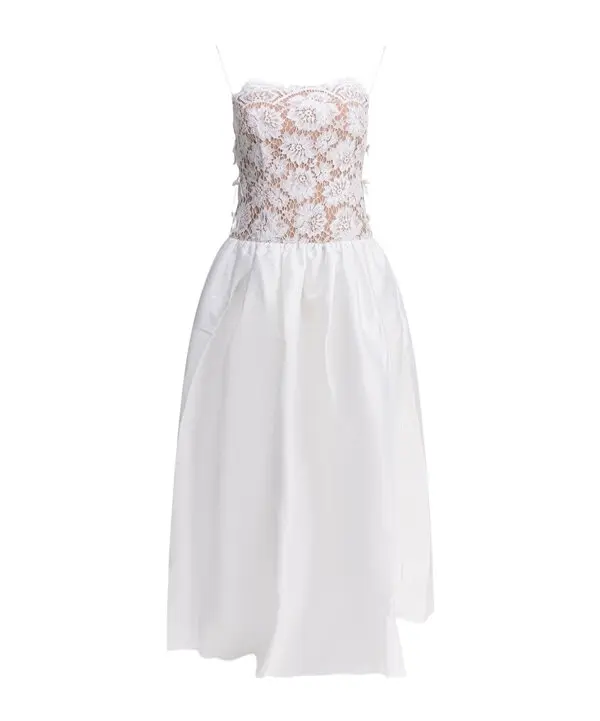 SELF-PORTRAIT Lace-detail Midi Dress - White