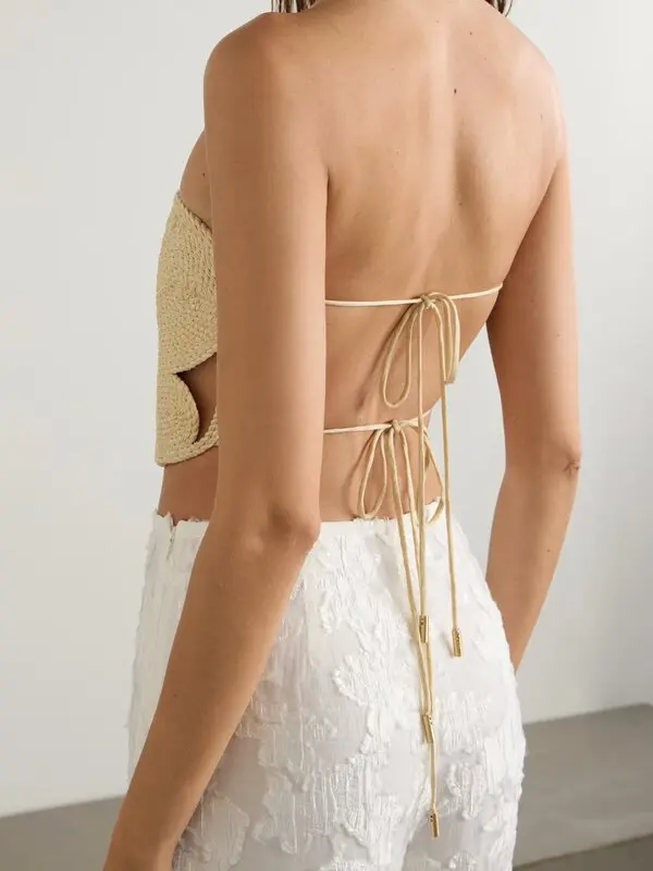 Cult Gaia Asymmetrical Raffia Top