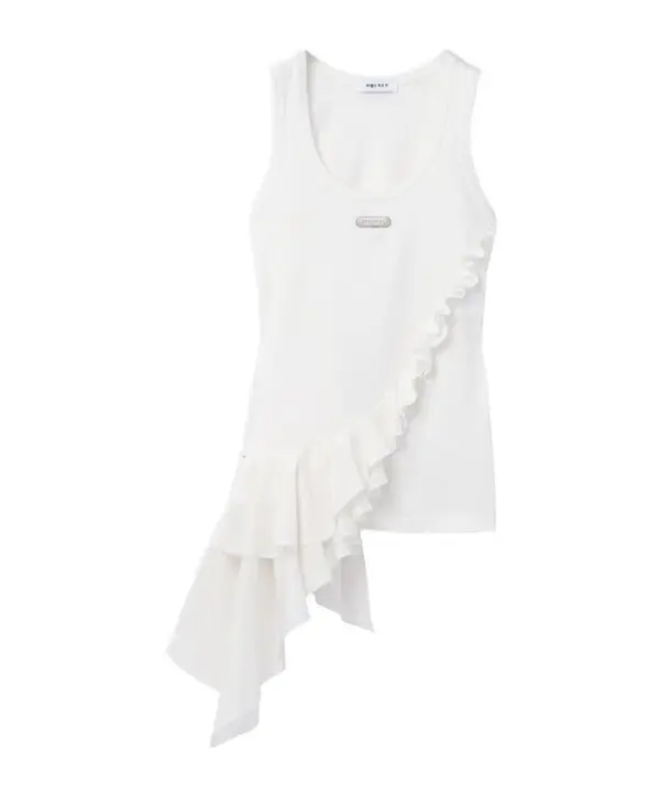 Alexander McQueen Asymmetrical Ruffle Tank Top - Ivory