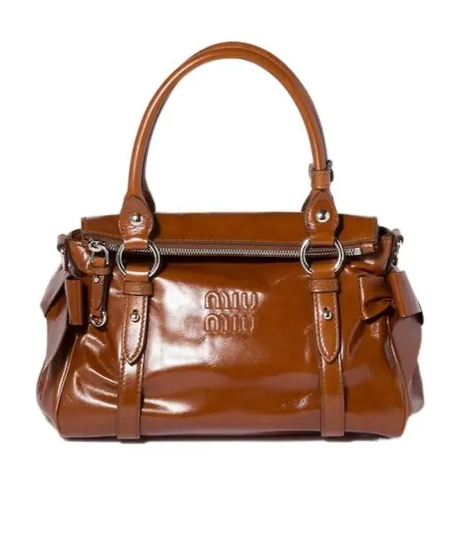 Miu Miu Shiny Leather Top-handle Bag - Rosewood