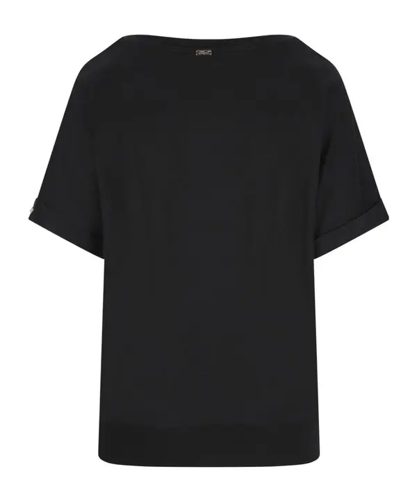 Herno Crewneck Short-sleeved T-shirt With Pleated Detail - Black