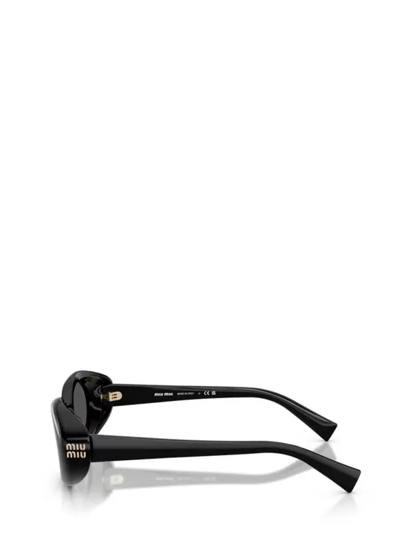 Miu Miu Oval Frame Sunglasses With Logo Detail - Black
