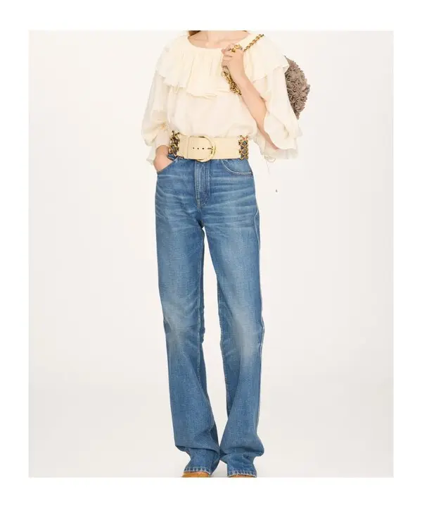 Chloé Long Sleeve Ruffled Silk Blouse - Ivory