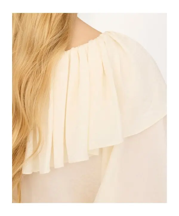 Chloé Long Sleeve Ruffled Silk Blouse - Ivory