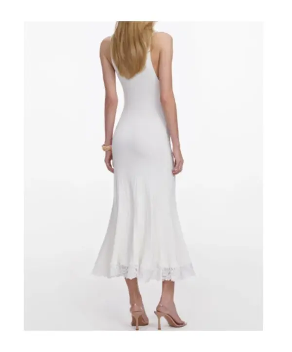 SELF-PORTRAIT Lace-panel Knitted Midi Dress