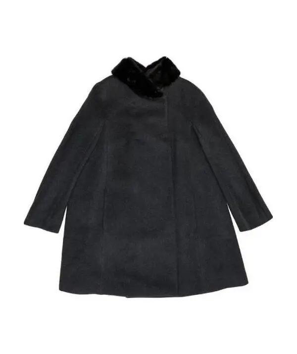 Max Mara Wool Coat With Fur Collar - Black