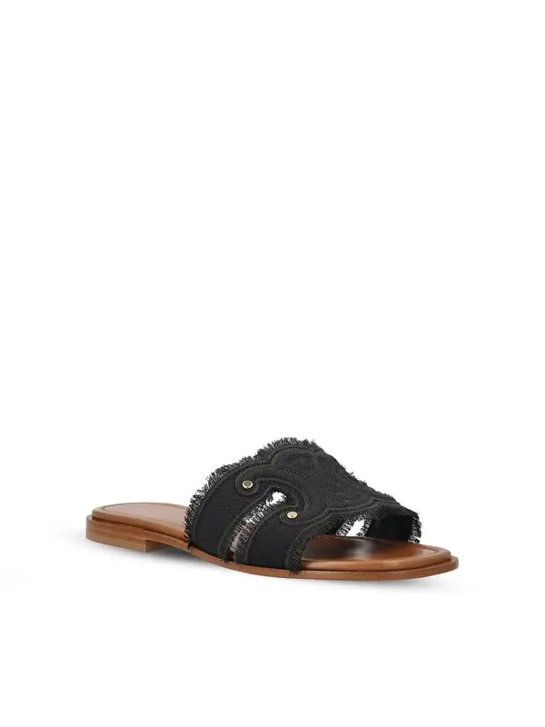 Celine Marina Mule In Canvas - Black