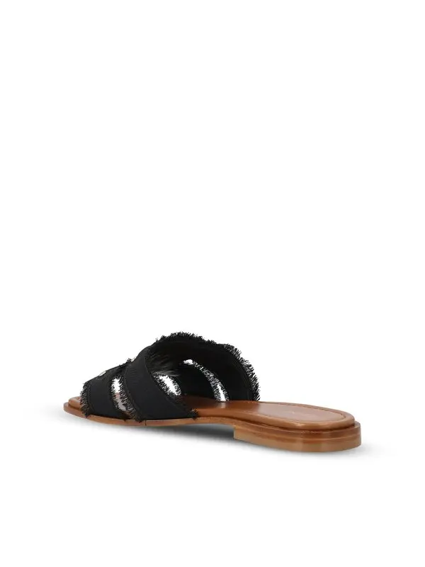 Celine Marina Mule In Canvas - Black