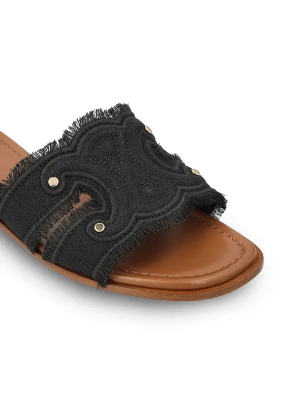Celine Marina Mule In Canvas - Black