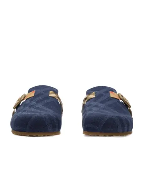 Burberry Urchin Buckle Flat Mules - Navy