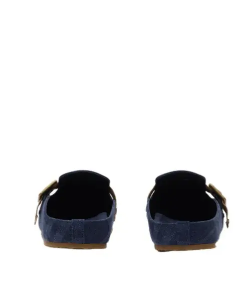 Burberry Urchin Buckle Flat Mules - Navy