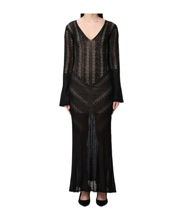 TWINSET Lurex-detail Maxi Dress - Black
