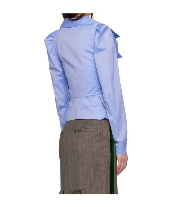 VIVIENNE WESTWOOD Long-sleeved Shirt With Ruffled Hem - Blue