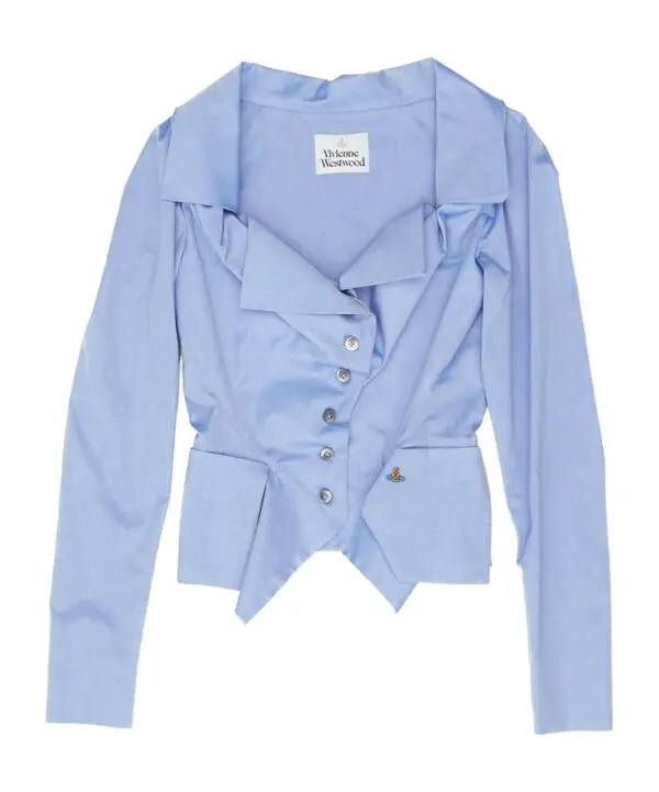 VIVIENNE WESTWOOD Long-sleeved Shirt With Ruffled Hem - Blue