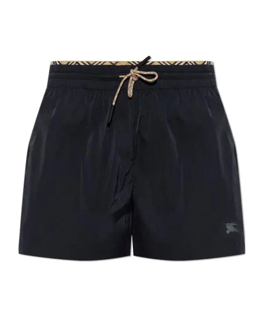 Burberry Check Trim Drawstring Shorts - Black